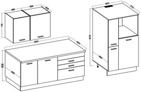 Kuchyňská linka Blacky, černá/dub artisan