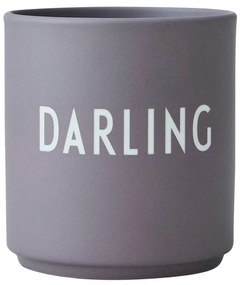 Šedý porcelánový hrnek Design Letters Darling, 300 ml