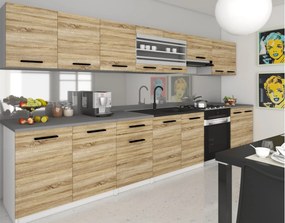 Kuchyňský nábytek 320 cm dubové dub wotan dub sonoma s pracovní deskou  TOR PRIMO320/4/WT/DS/0/B1