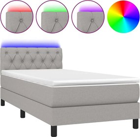 Box spring postel s matrací a LED světle šedá 80x200 cm textil 3133349