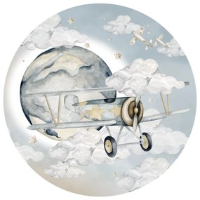 Samolepka do dětského pokoje letadlo v kruhu
