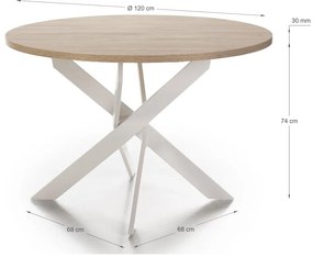 Kulatý jídelní stůl s deskou v dubovém dekoru ø 120 cm Ther – Marckeric