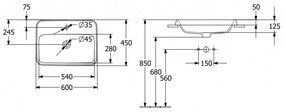 Villeroy & Boch Villeroy Boch Architectura - Zápustné umyvadlo, 600x450x170 mm, s přepadem, alpská bílá 5A676001