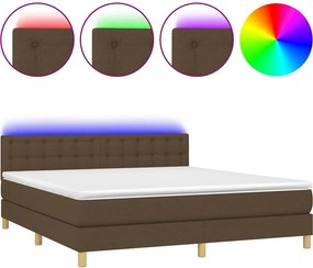 Box spring postel s matrací a LED tmavě hnědá 180x200 cm textil 3134056