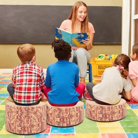 Costway 3 kusová dětská sada taburetů na pařez s dřevěným vzorem a různě vysokým