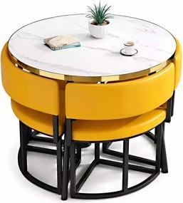 LuxuryForm DESIGN Jídelní set MONTE 4+1 - žlutý / bílý
