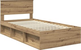 Rám postele Umělecký dub 100 x 200 cm Masivní borové dřevo 3410644