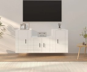 vidaXL 3dílný set TV skříněk kompozitní dřevo [3188384] Barva: bílá s vysokým leskem