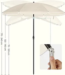 200 cm slunečník, UPF 50+ ochrana, sklopný, bez základny, béžový