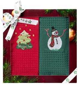 Kuchyňský ručník sada 2 ks 50x70 cm červený/zelený