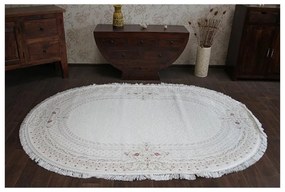 Luxusní kusový koberec akryl Mia krémový ovál 200x300cm