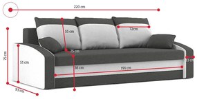 Rozkládací pohovka KAPARI 2, 220x75x93, haiti 5/haiti 3