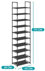 10patrový botník 45x28x173cm