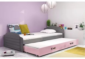 Dětská postel LILI s výsuvným lůžkem 90x200 cm - grafit Šedá