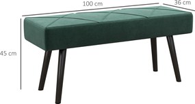 HOMCOM čalouněná lavice sametového vzhledu lavice k posteli lavice do předsíně X-vzor do 120 kg do ložnice 100x36x45 cm v zelené barvě | Aosom.de