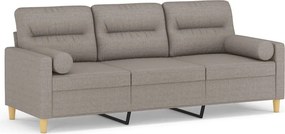 3místná pohovka s polštáři taupe 180 cm textil 3200836