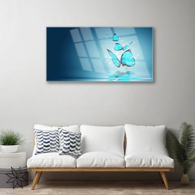 Obraz na skle Motýli Voda Umění 120x60 cm