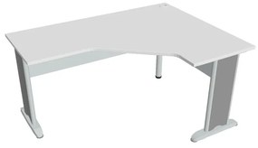 Stůl ergo lomený levý 160×120/60 cm - Hobis Cross CEV 60 L Dekor stolové desky: bílá, Dekor lamino podnože: šedá, Barva nohou: Stříbrná