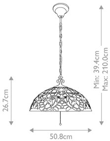 Elstead QZ-KAMI-P - Lustr na řetězu Tiffany KAMI 3xE27/60W/230V