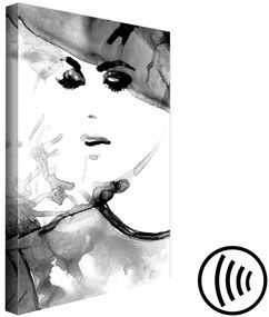 Obraz Módní žena (1-dílný) - Náčrt portrétu v černobílých barvách
