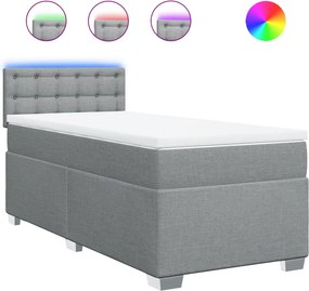Box spring postel s matrací světle šedá 90x190 cm textil 3288057