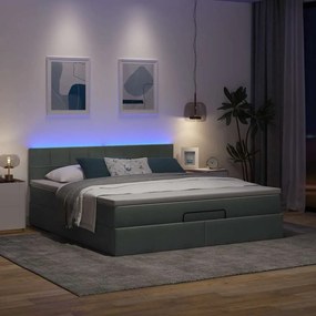 Osmanský rám postele s matrací tmavě šedá 160x200cm textil 3312320