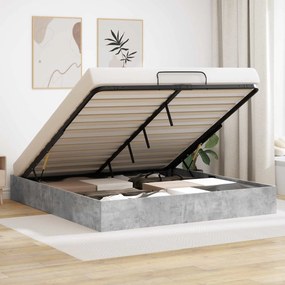 Ottoman postel Betonově Šedá 160 x 200 cm Dřevěný materiál 3409216