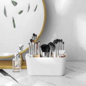 Arte Regal Organizér s bambusovými přepážkami, stojan na kartáčky, bílý OVEL