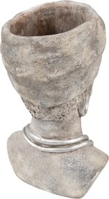Šedý cementový květináč hlava ženy - 17*16*27 cm