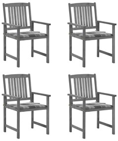 Zahradní židle s poduškami 4 ks šedé masivní akáciové dřevo,  3061250