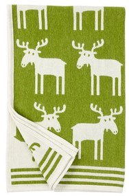 Bavlněná dětská deka chenille Moose green 140x90, Klippan Švédsko Zelená