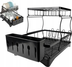 Černý stojan na nádobí s odnímatelným držákem na příbory