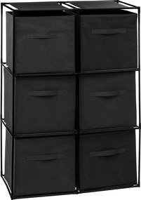 Regál s 6 textilními boxy, výš, 98 cm