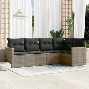 5dílná zahradní sedací souprava s poduškami šedá polyratan 3258350