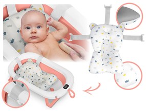 Skládací vanička pro kojence s teploměrem a vložkou Ricokids RK-287 v bílé a růžové barvě