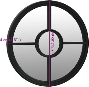 Zrcadlo černé 40 x 4 cm železo kulaté do interiéru 3093528