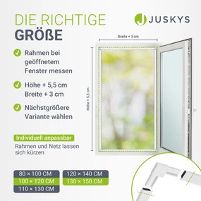Juskys Okenní síť proti hmyzu s hliníkovým rámem Barva: Bílá, Velikost: 110 × 130 cm