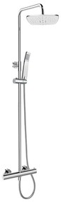 Mereo Termostatická nástěnná sprchová baterie s hadicí, ruční a talířovou hranatou sprchou 225x225mm - CB60104TSB