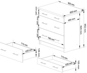 Spodní kuchyňská skříňka s deskou OLIWIA S80 3SZ bílá / beton