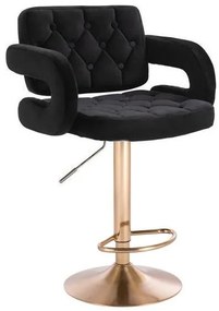 LuxuryForm DESIGN Barová židle ADRIA VELUR na zlaté kulaté podstavě - černá