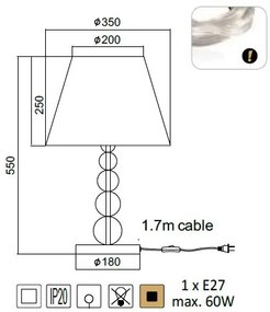 ACA DECOR Stolní lampa OLIVIA max. 60W/E27/230V/IP20