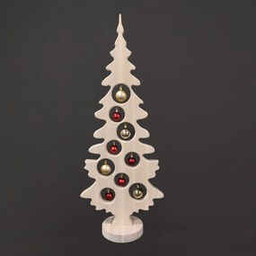 AMADEA Dekorace vánoční strom na podstavci s koulemi bílý 75 x 30 cm, český výrobek