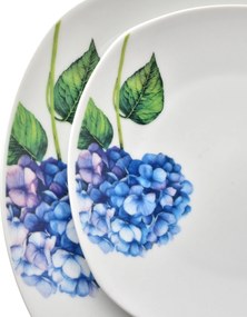 Porcelánová jídelní sada s hrníčkem LEA Purple 16 ks bílá/modrá
