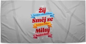Sablio Ručník Žij, Směj se, Miluj - 50x100 cm