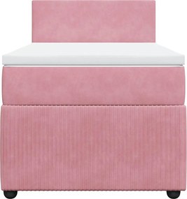 Box spring postel s matrací růžová 80 x 200 cm samet 3287589