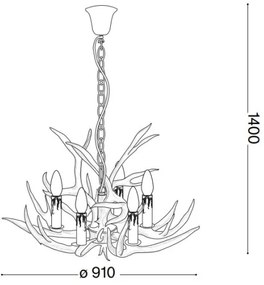 Ideal Lux - Lustr na řetězu CHALET 8xE14/40W/230V paroží