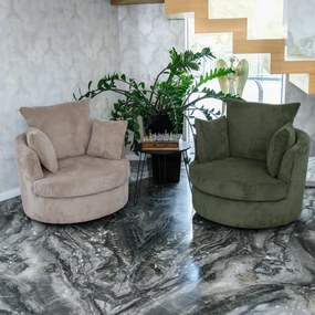 Relaxační otočné křeslo, tmavě zelená, SALTER