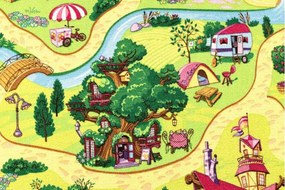Vopi | Dětský koberec Pohádková vesnice - Kruh průměr 200 cm