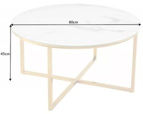 Massive home | Konferenční stolek ELEGANCE GOLD X 80 CM bílý mramorový vzhled
