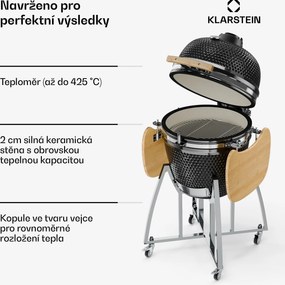 Klarstein Kingsize, kamado gril, keramický, 21", uzení, pomalé pečení, nerezavějící ocel